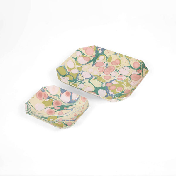 Sasser Octagon Trays, Moss Splatter, Set of 2 - Hunt and Bloom