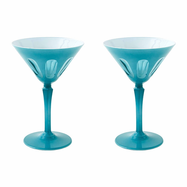 Rialto Martini Glass, Teal, Set of 2 - Hunt and Bloom