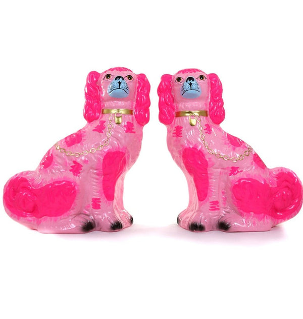 Poppy Pink Preppy Large Spaniels, Pair - Hunt and Bloom