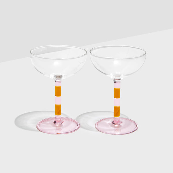 Two Tone Coupes, Pink & Amber, Set of 2 - Hunt and Bloom