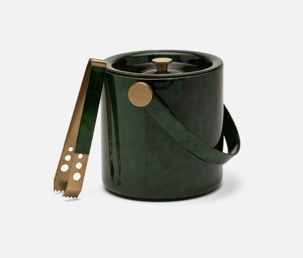 Nelson Emerald Gloss Ice Bucket with Thongs - Hunt and Bloom