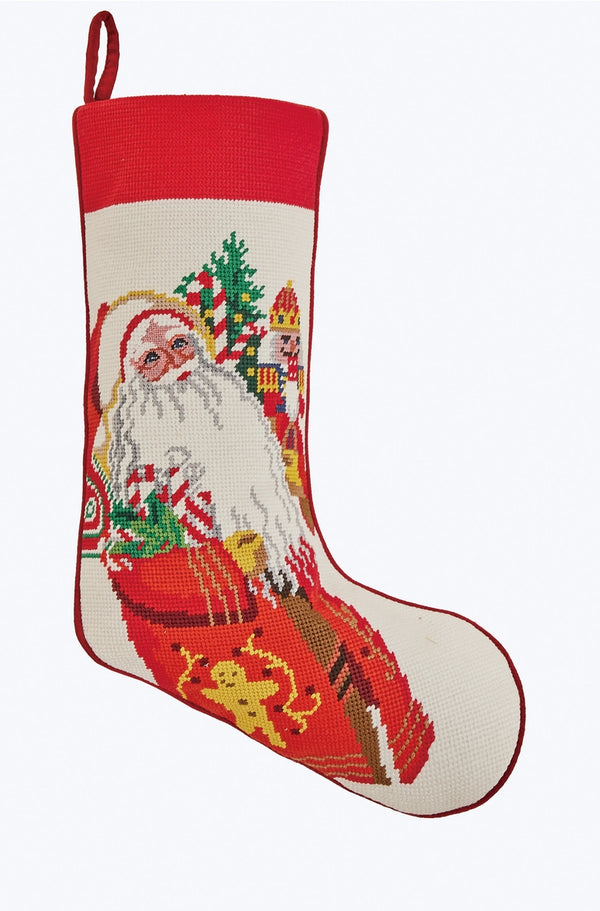 St. Nick Needlepoint Stocking - Hunt and Bloom