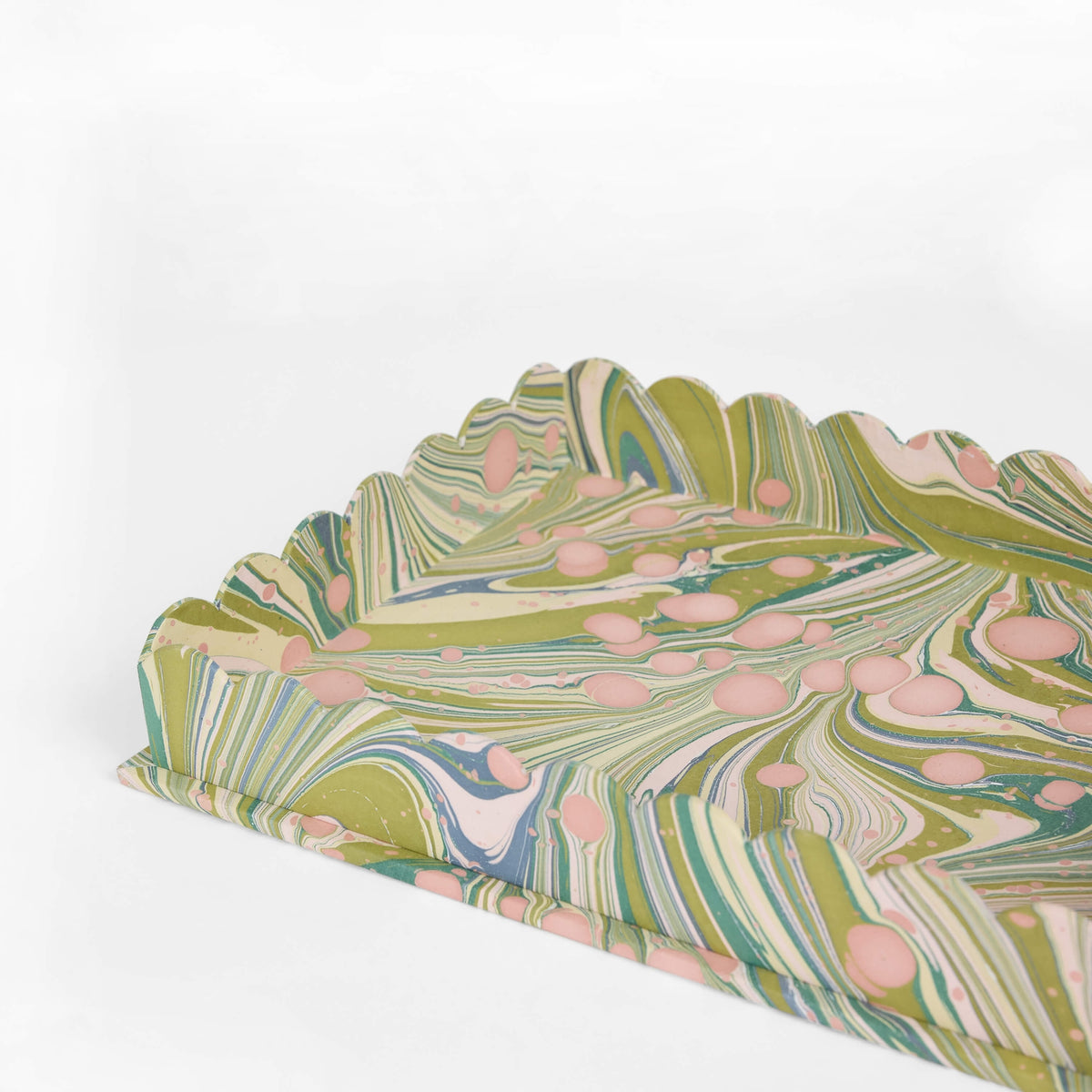 Hayes Marbled Trays, Set of 2, Moss Splatter - Hunt and Bloom